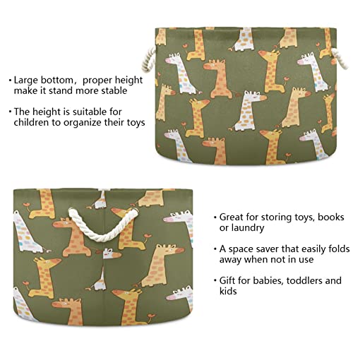 xigua Large Basket for Toys Cartoon Giraffe Storage Bin Box Kids Laundry Hamper Collapsible Fabric Organizer Bin for Nursery Clothes, Toys, Books, Home Decor227