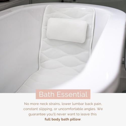 Bath Pillows for Tub Neck and Back Support - Full Body Bath Pillow for Bathtub Premium Comfort for Ultimate Home Spa, Bath Accessories for Women, Self Care Gift Ideas, Pampering and Relaxation Gifts.