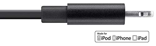 Monoprice Apple MFi Certified Flat Lightning to USB Charge & Sync Cable - 3 Feet - Black | iPhone X, 8, 8 Plus, 7, 7 Plus, 6, 6 Plus, 5S - Cabernet Series