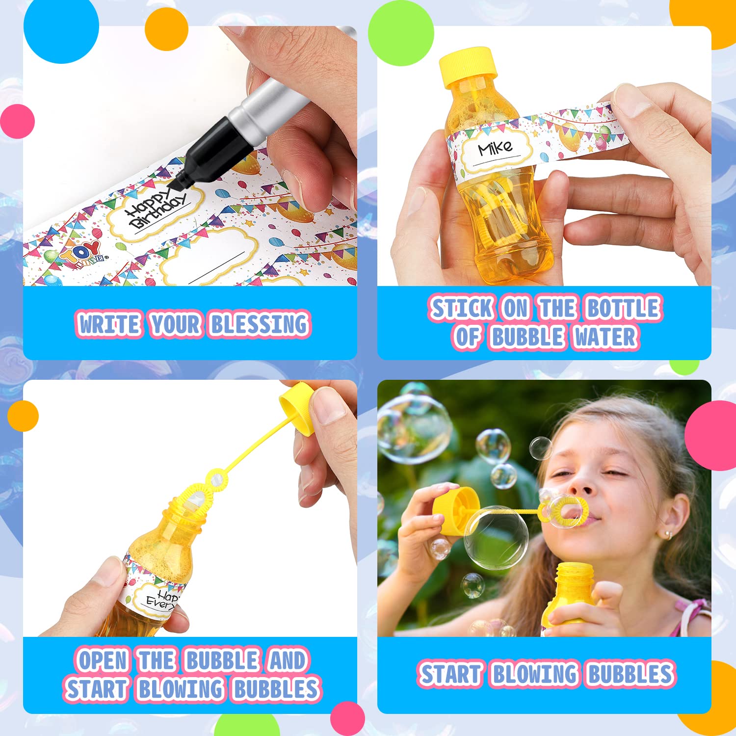 TOY Life 24 Bubble Bottles with Wands, Bubbles Party Favors for Kids, Bubble Bulk with Bubble Solution, Easter Goodie Bag Stuffers Wedding Birthday Summer Party Supplies, Outdoor & Indoor Activity