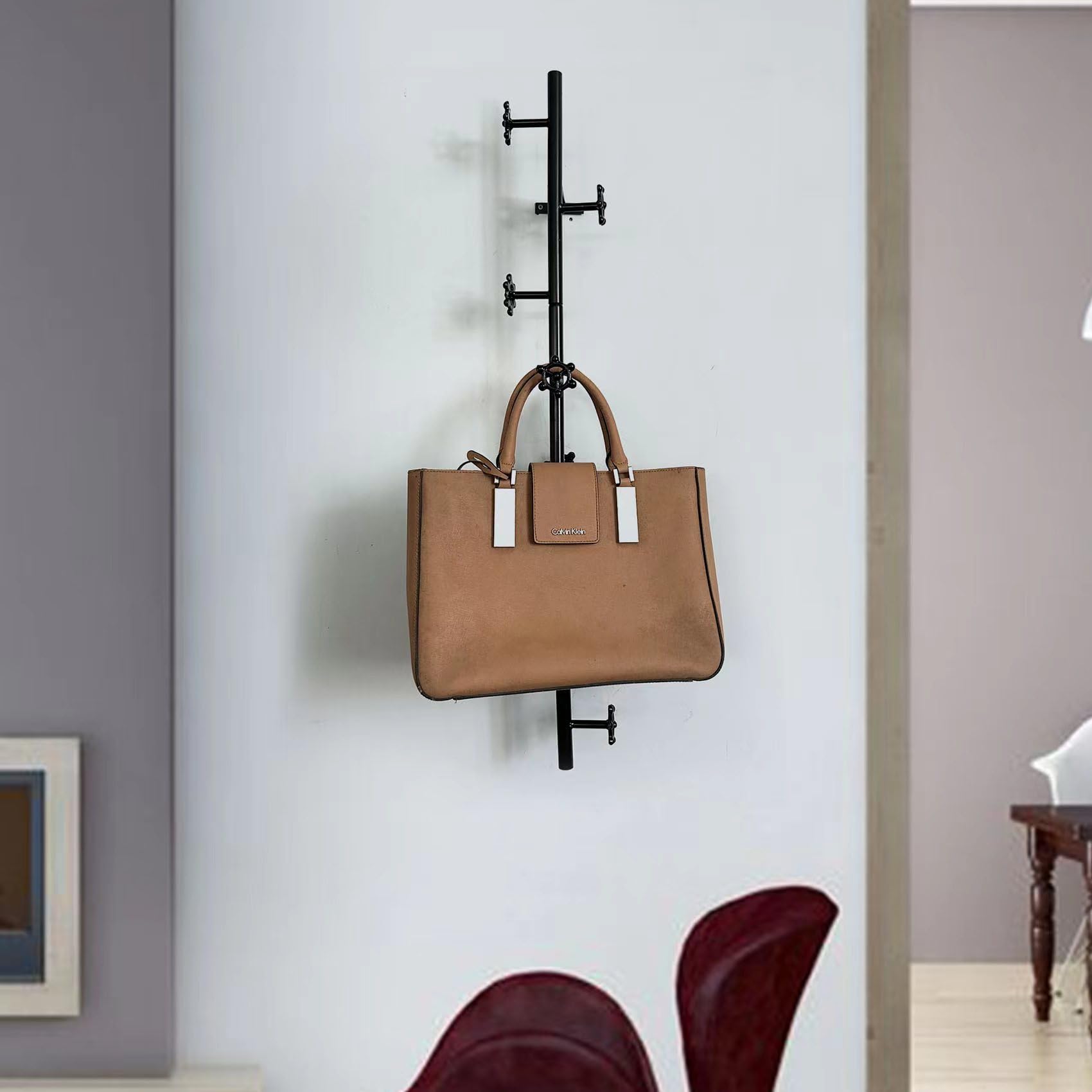 changqing Vertical Faucet Coat Rack Wall Mounted 35 Inch, Metal Rotatable Vertical Hat Rack for Wall, Modern Wall Coat Tree for Hats, Jackets, Bags, Entryway Bedroom