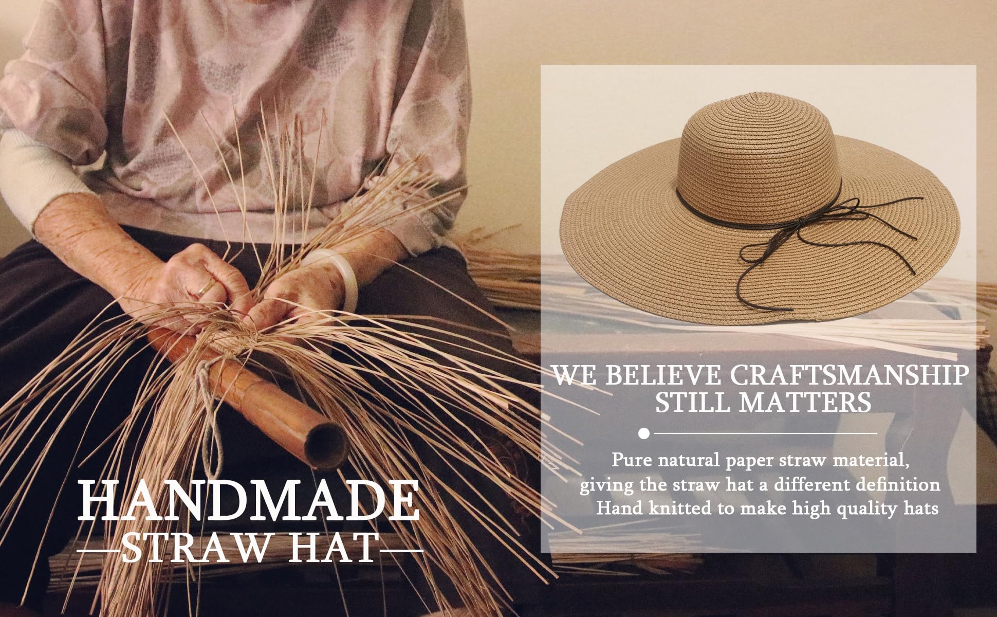 Beach Hats for Women, Straw Hats for Women Sun Hat Floppy, Wide Brim Hats for Women Foldable UPF 50+ UV Protection Summer Hat Khaki