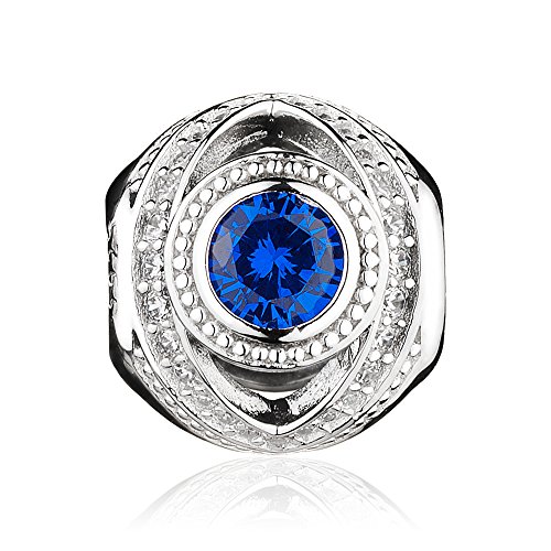 ATHENAIE 925 Sterling Silver Blue Clear CZ Evil Eye Bead Charms for European Bracelets