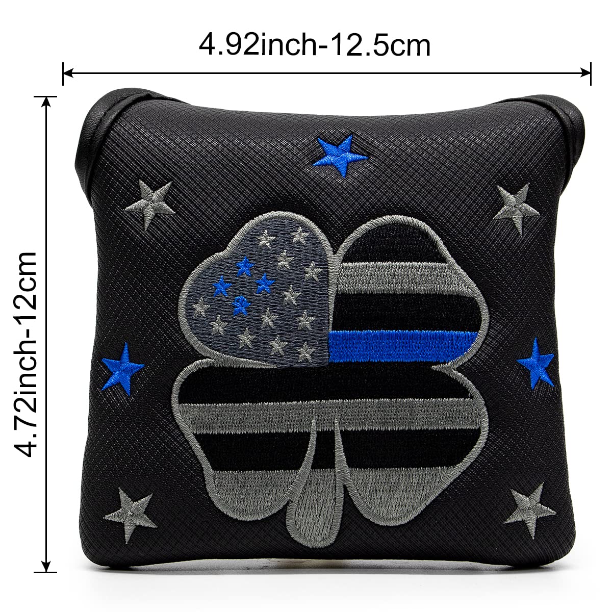 Barudan Golf Square Mallet Putter Cover Headcover Magnetic - Premium Leather Golf Putter Head Cover with Clover USA Embroidery