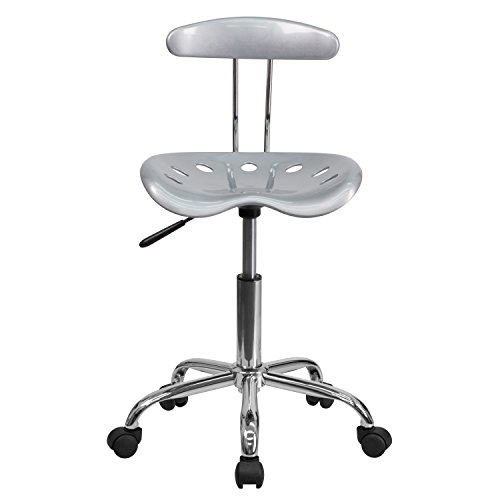 Flash Furniture Elliott Vibrant Silver and Chrome Swivel Task Office Chair with Tractor Seat