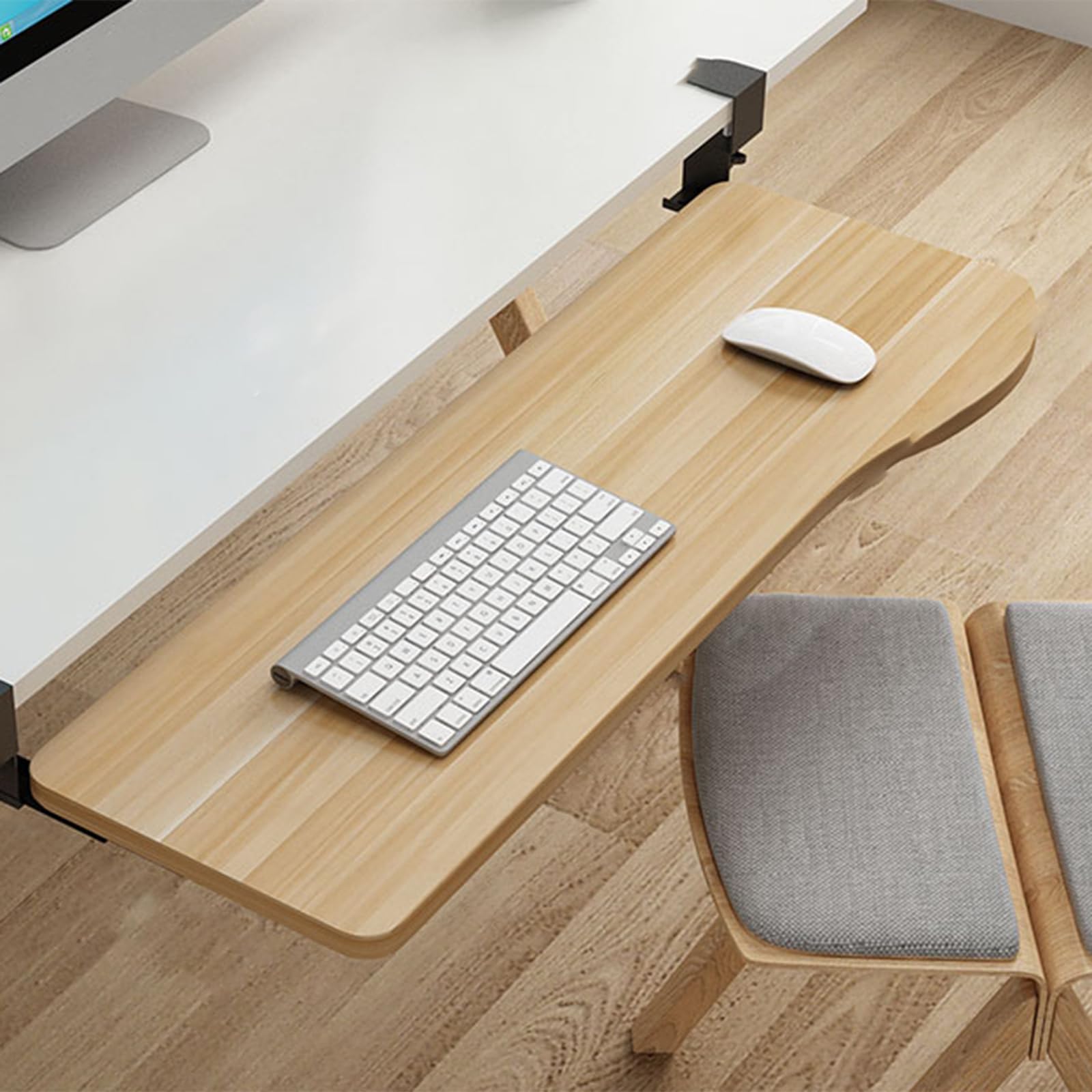 BBAUER Keyboard Tray Under Desk, Under Desk Keyboard Tray Slide Out, Keyboard Tray Under Desk Adjustable Height, for Office, Home