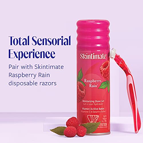 Skintimate PX-564 Signature Scents Moisturizing Shave Gel for Women, Raspberry Rain Scent with Vitamin E and Olive Butter - 7 Ounce , 2 Count (Pack of 1)