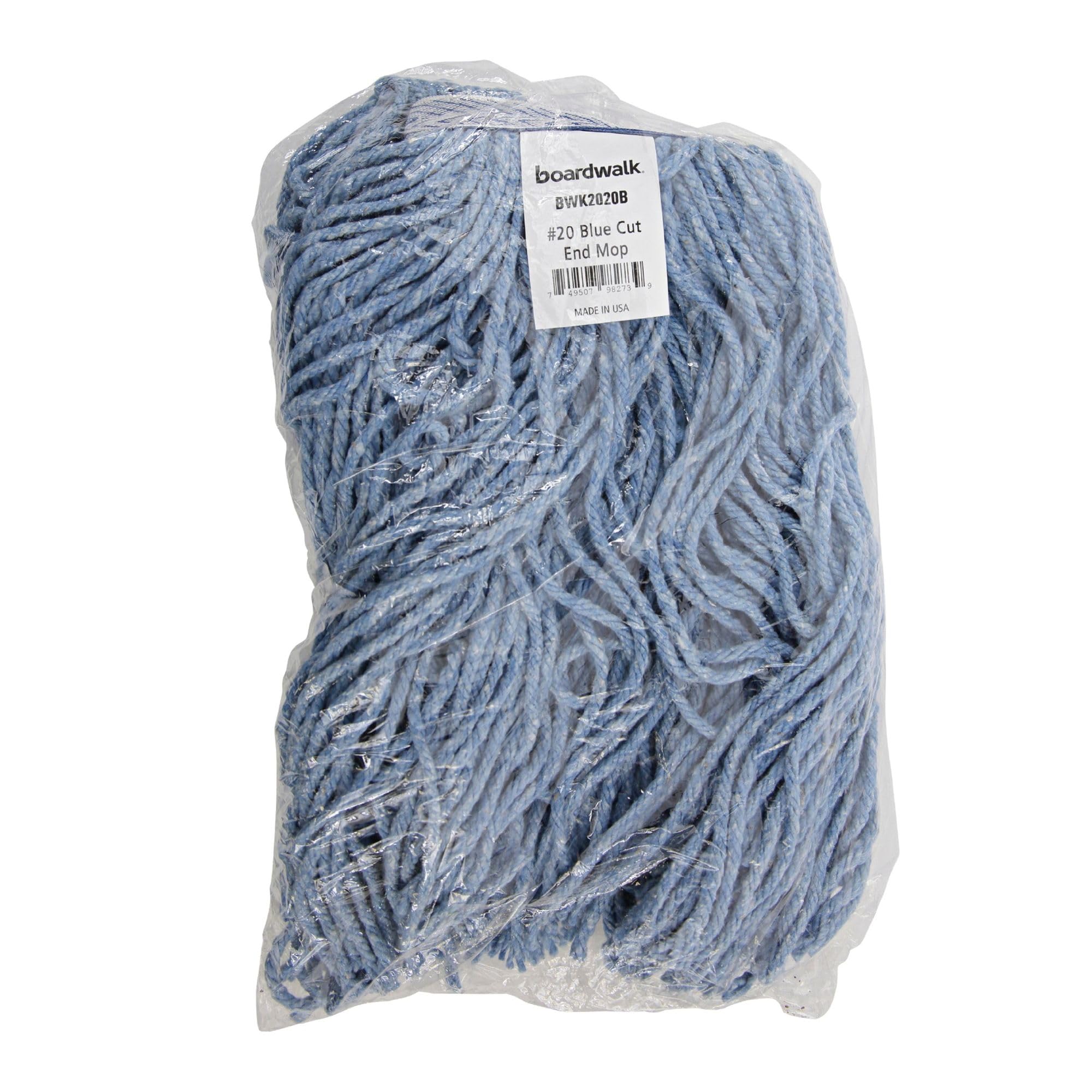 Boardwalk BWK2020B #20 Cut-End Standard Head Cotton/Synthetic Fiber Mop Head - Blue (12/Carton)
