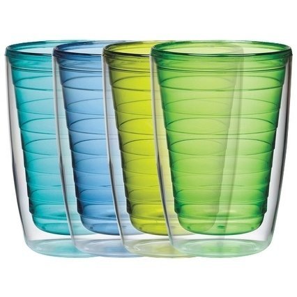 Boston Warehouse Insulated Plastic Tumblers, 16-Ounce, Set of 4, Marine Collection