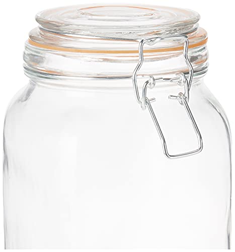 Oggi 4 Piece Airtight Glass Storage Containers Set - Includes 4 Glass Kitchen Canisters with Clamp Lids & Silicone Seals - Farmhouse Kitchen Décor, Kitchen Storage, Pantry Storage, Food Storage