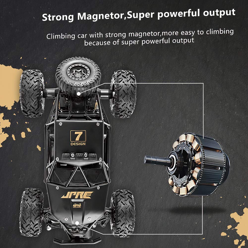 GoolRC 1/16 Alloy RC Car, 2.4GHz Remote Control Buggy, 4WD Off-Road Rock Crawler, 15km/h High Speed Climbling Truck Car RTR for Kids (Silver)