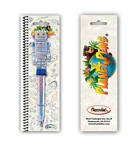 Puzzled Robot Planet Pens - Cute & Realistic Robot Figure Decor On Ballpoint Novelty Pen Toy, Unique Writing Pen Instrument for School and Office