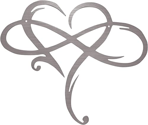 NASUHUAI Infinity Heart Metal Wall Decor Metal Wall Art Unique Infinity Heart Wall Decor Love Sign Plaque Steel Art.Be Used For wall Decor Bedroom Livingroom Decor(15.7 * 13.7) (Silver)