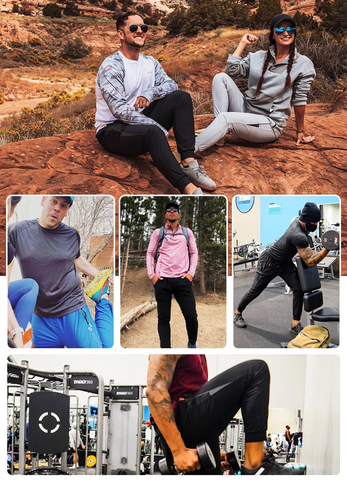 BALEAF Men's Joggers Athletic Pants Lightweight Running Hiking Pants Workout Training Gym Quick Dry Zipper Pockets Light Gray L