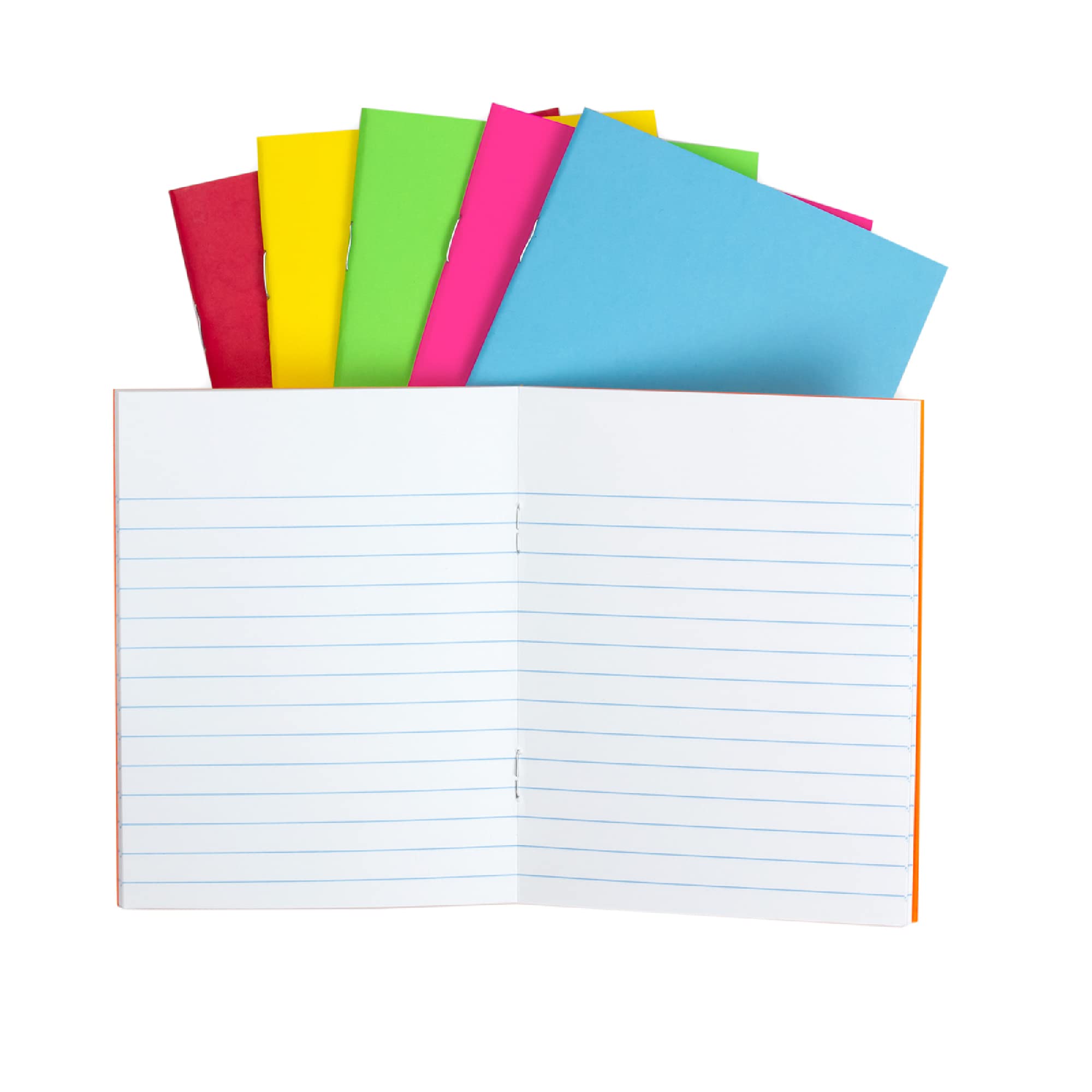 Hygloss Products Colorful Lined Books - Bright, Vibrant Covers - Paperback Books for Journaling, Writing, Arts & Crafts & More - Fun Classroom or Kids Activity - 6 Colors - 5.5 x 8.5” - 6 Books