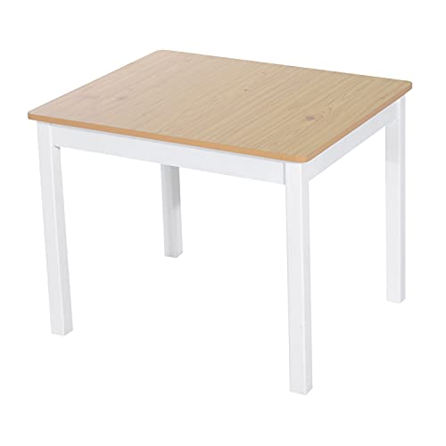 Qaba 4-Piece Kids Table Set with 2 Wooden Chairs, 1 Storage Bench, and Interesting Modern Design, Natural/White
