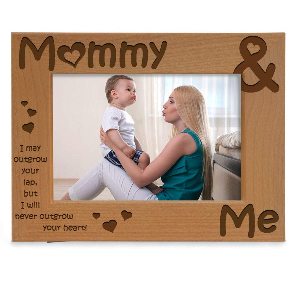 KATE POSH - Mommy & Me Engraved Natural Wood Picture Frame - Mother's Day Gifts, I Love Mommy Photo Frame, Christmas Gifts, New Baby Gifts, Nursery Picture Frame, New Mom Gifts (4x6-Horizontal)