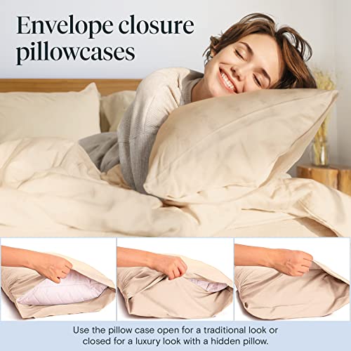 LuxClub 6 PC King Size Sheet Set Bamboo Sheets Deep Pockets 18" Eco Friendly Wrinkle Free Cooling Bed Sheets Machine Washable Hotel Bedding Silky Soft - Cream King