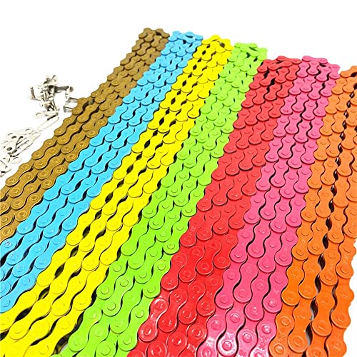 Bicycle Chain Single Speed Fixed Gear 98L with Chain Link Tricycle Bicycle Chain Bike Parts (Color : Pink 1pcs)
