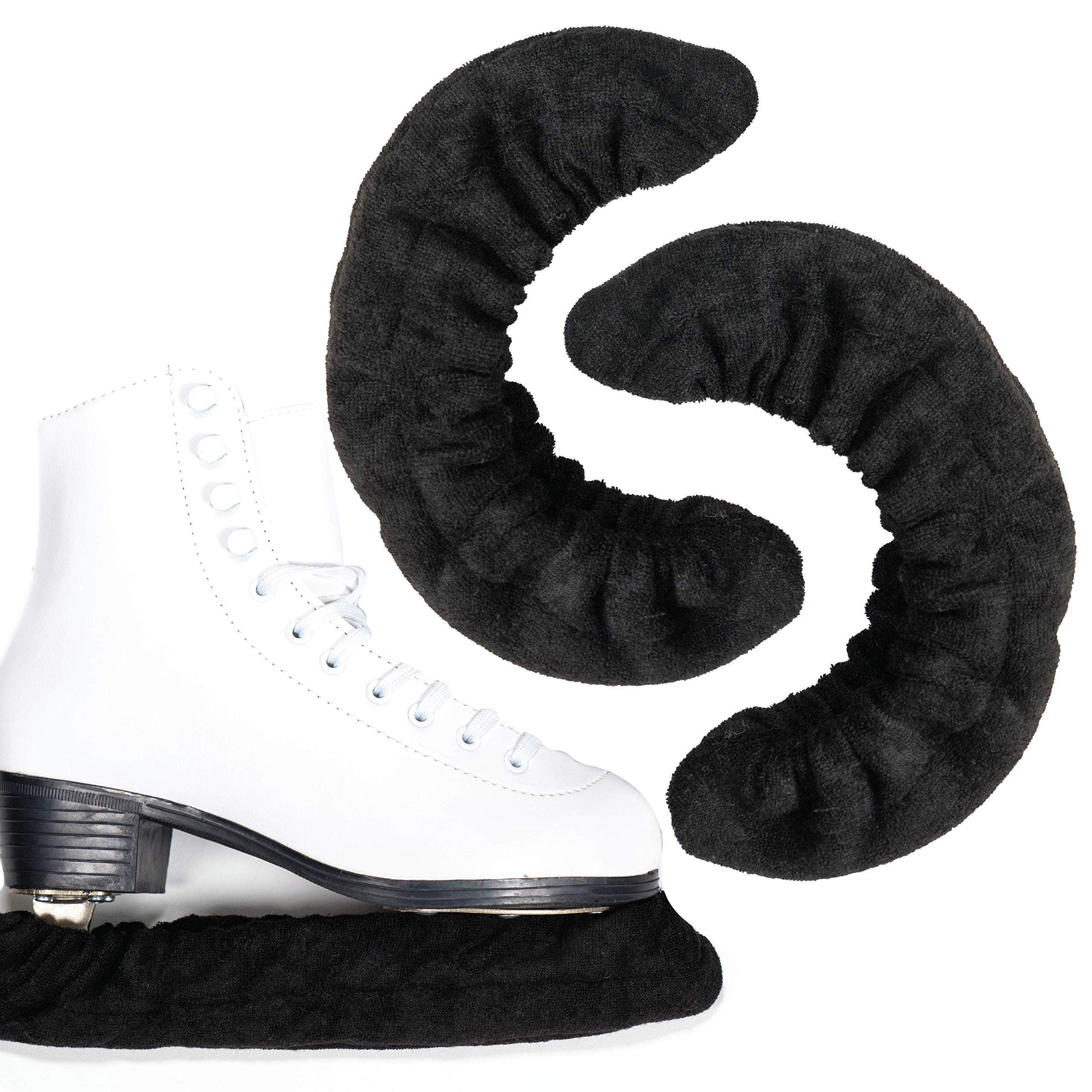 Athletico Ice Skate Bag + Large Skate Blade Cover - Bundle Includes Skate Bag for Ice Skates, Figure Skates, or Hockey Skates and Blade Cover to Protect Blades (Black) (Black, Large)