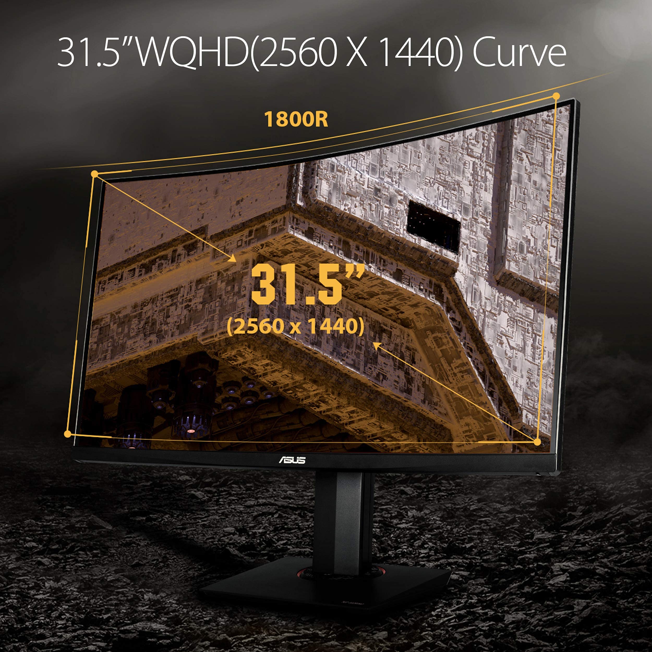 Asus TUF Gaming VG32VQ 32β Curved Gaming Monitor FreeSync HDR Elmb Sync 1440P 144Hz 1ms Eye Care with DP HDMI (Renewed)