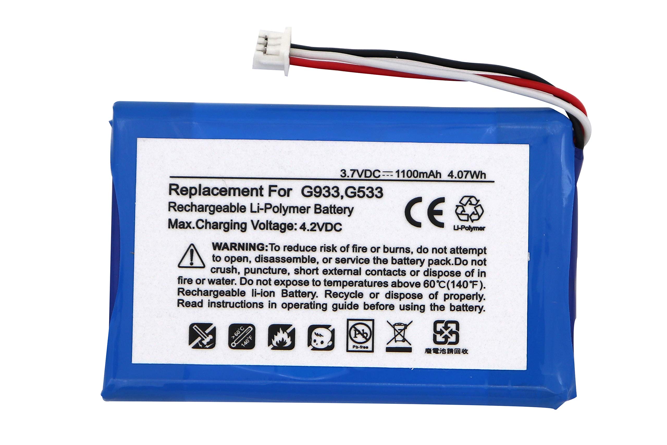 G933 Battery Replacement for LOGITECH G533 and G933 Artemis Spectrum Wireless Gaming Headset