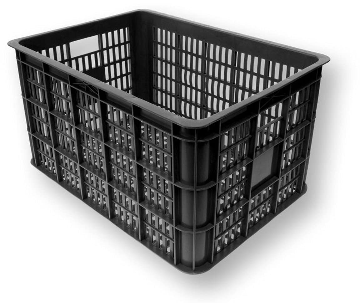 Basil Unisex – Adult's Crate L Bicycle Box for The Front Pannier Rack, Black, 50 cm x 36 cm x 27 cm