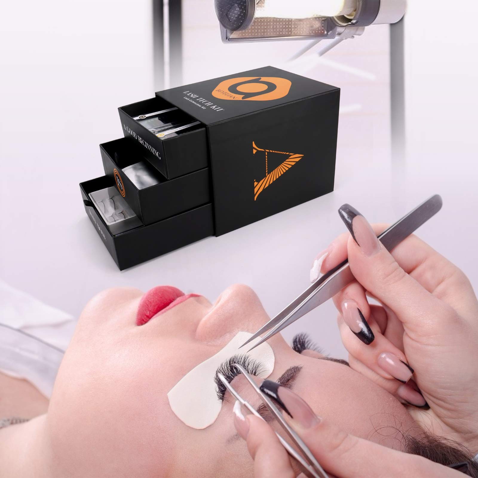 BEYELIAN Eyelash Extension Kit for Beginners, Lash Extensions Practice Kit with Drawer Box, Eyelash Training Exercise Set
