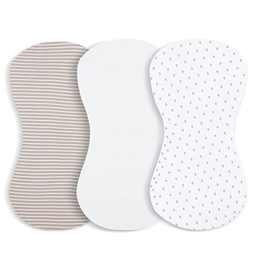 ORGANICKID Bassinet Sheets Fitted GOTS Certified Organic Cotton Non-Distracting Design Pack of 3