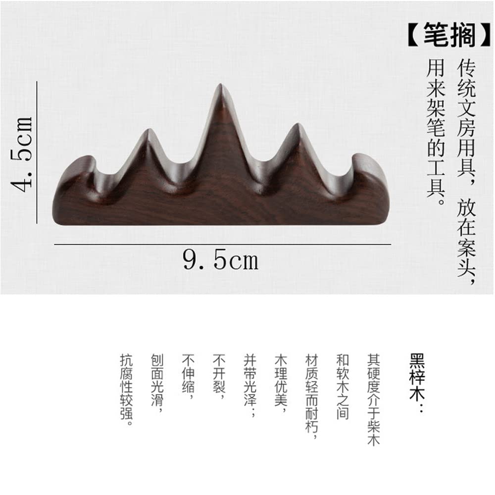 UtySty 2 Pack Paint Brush Holder Chinese Calligraphy Brushes Rest Stand Support Wooden Montain Non Rolling Keeper for Paintbrush Pens Paintbrushes Ink Writing Painting Drawing Art Watercolor Pencils