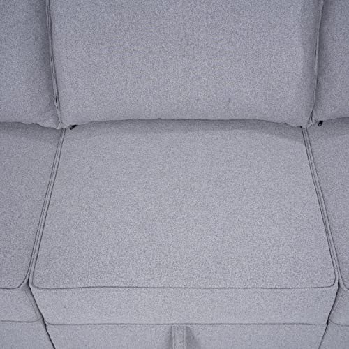 Elizabeth Modular 4 Piece Sofa for Living Room with Extendable Design & Soft Comfortable Seating β Linen Modern sofa couch with Sturdy Wooden Frame, Ideal for Small Spaces, Easy Assembly, Gray