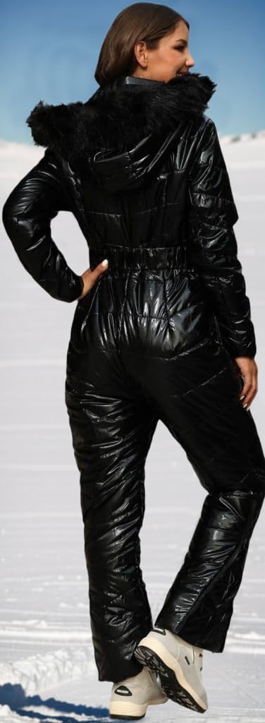 Aurgelmir Women Winter Ski Suit Fur Collar Coat Ski Jumpsuit Snowsuit