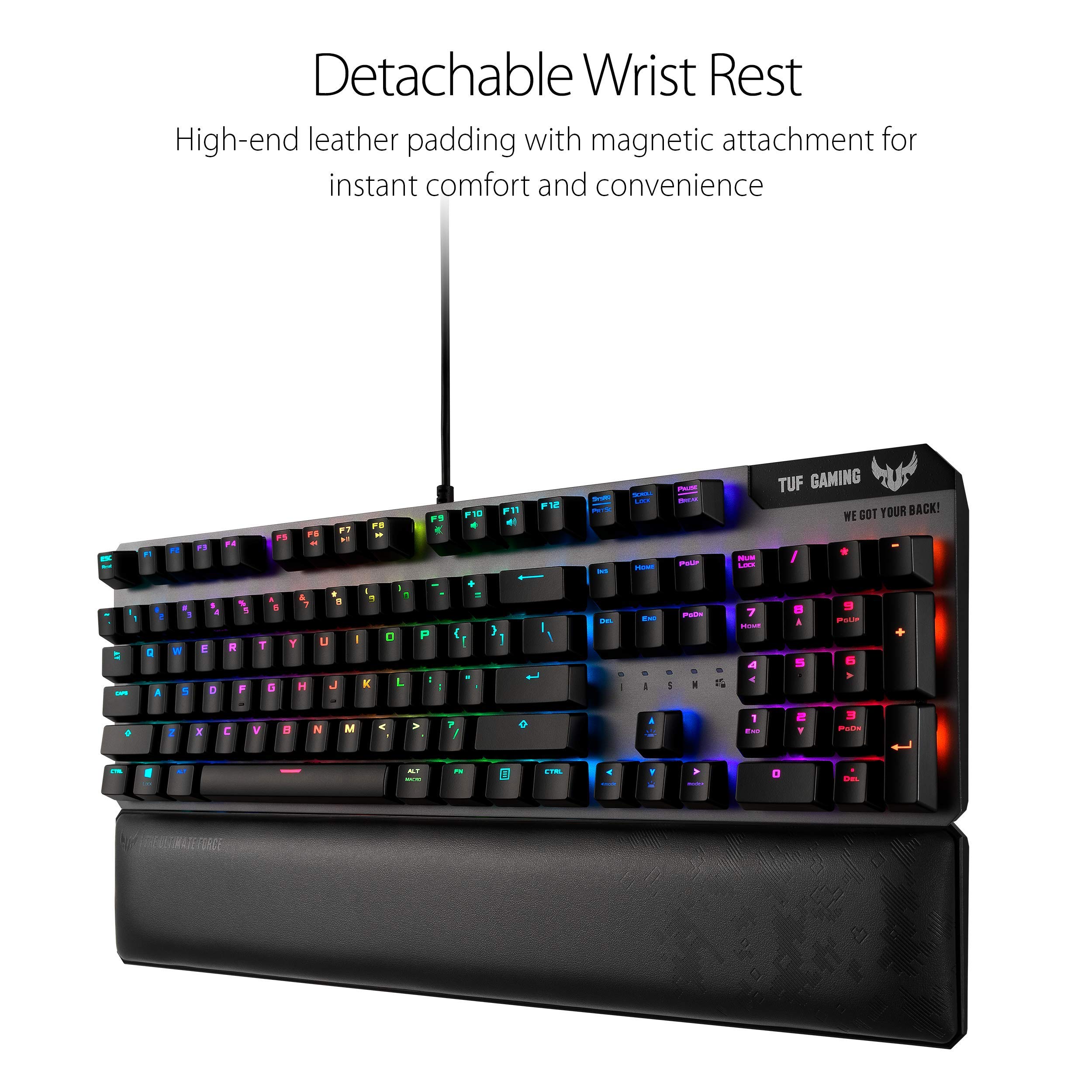 ASUS Optical-Mechanical Compact Gaming Keyboard - RA03 TUF K7 PC Gaming Keyboard, Linear Switches, 25X Faster, Magnetic Wrist Rest, IP56 Waterproof Standard