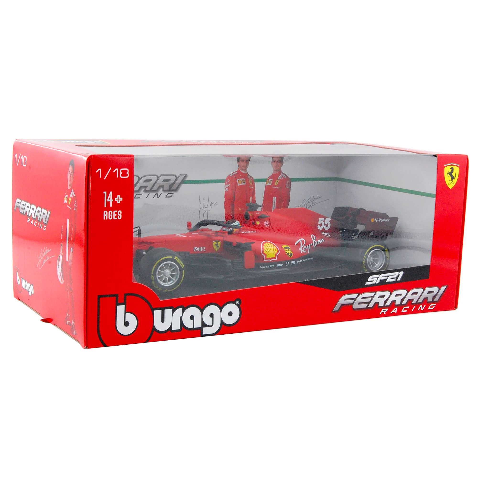 Bburago F1 Ferrari #55 Carlos Sainz 2021 1/18 Diecast Model Car 16809