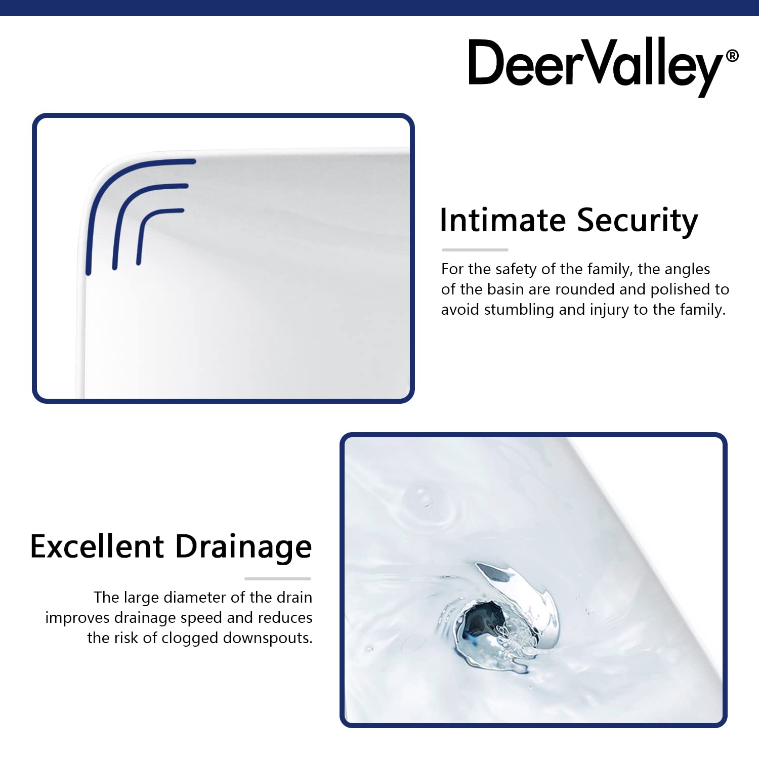 Bathroom Vessel Sink, DeerValley 19'' x 12'' Semi Recessed Bathroom Sink Rectangular White Ceramic Vessel Sinks for Bathroom Modern Bath Sink Bowl Vanity Sink Above Counter Basin DV-1V0047