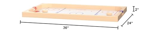 GoSports Ice Pucky Wooden Tabletop Hockey Game for Kids & Adults - Includes 1 game board, 2 Hockey Sticks & 3 Pucks