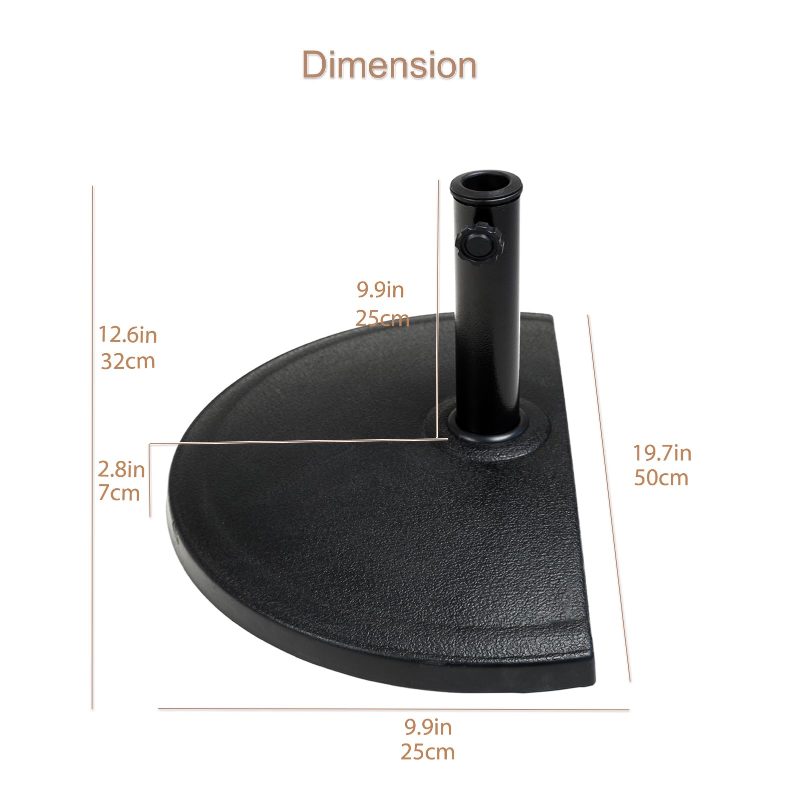C-Hopetree 20 lb Half Round Heavy Duty Base Stand for Outdoor Patio Market Table Umbrella, Black