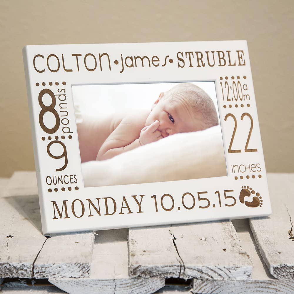 Personalized Birth Announcement Picture Frame with Stats - Newborn Baby Picture Frame - Nursery Decor - Gift for New Parents - Custom Baby Frame - Newborn Frame - Birth Information Frame