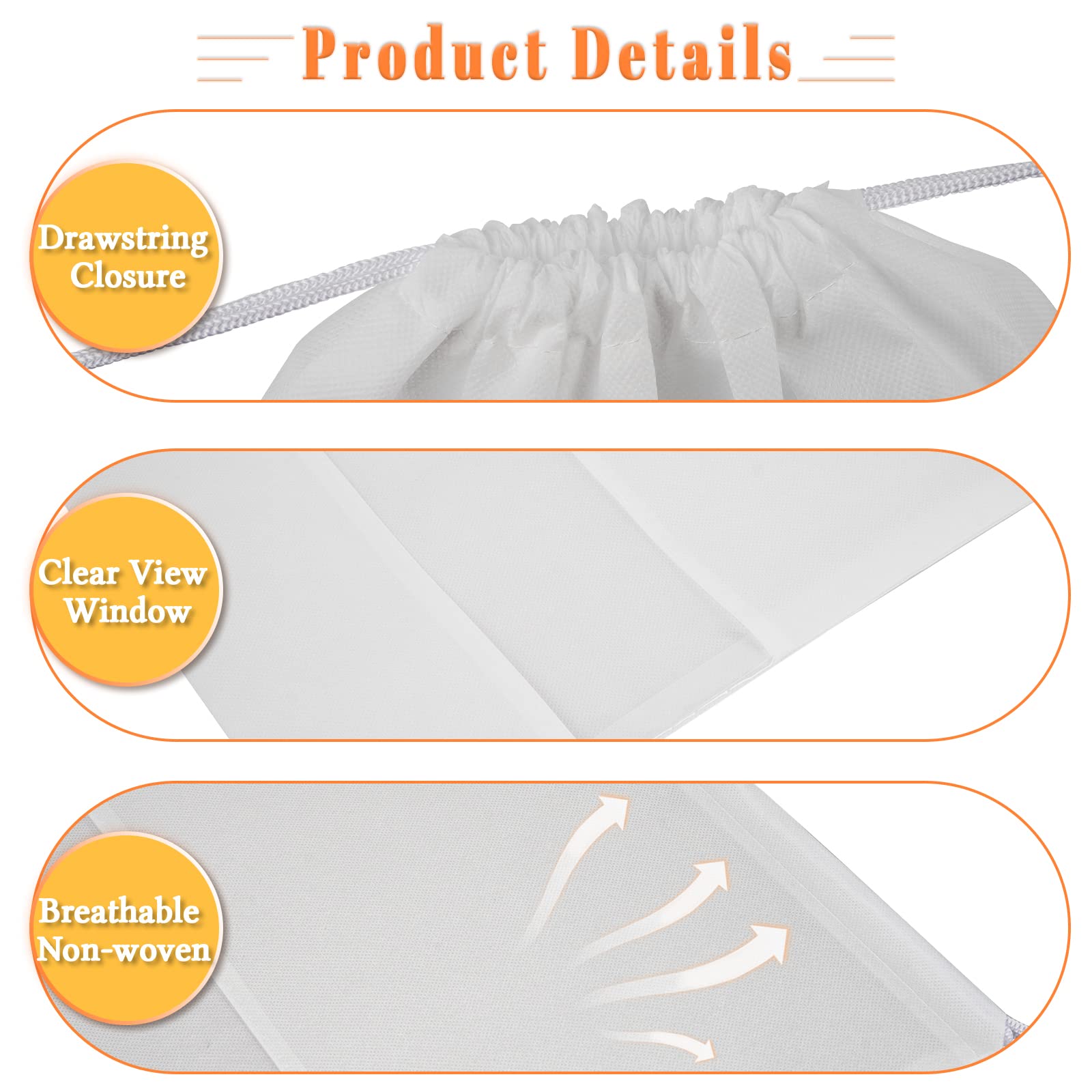 Ibnotuiy 10Pcs Non-Woven Fabric Dustproof Drawstring Bag Handbag Storage Organizer Dust Cover Large (Large, Black)