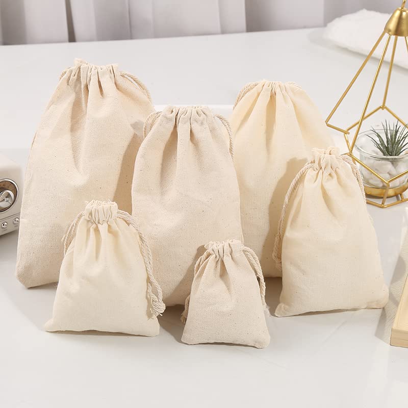 AUCIWLK 50 Pieces Muslin Bags Cotton Drawstring Bags Sachet Bag for Home Supplies fabric bagsā¦
