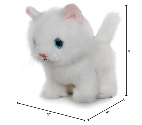 Ice King Bear Fluffy Little Cat Stuffed Animal Small Plush Toy 6 Inches (White)