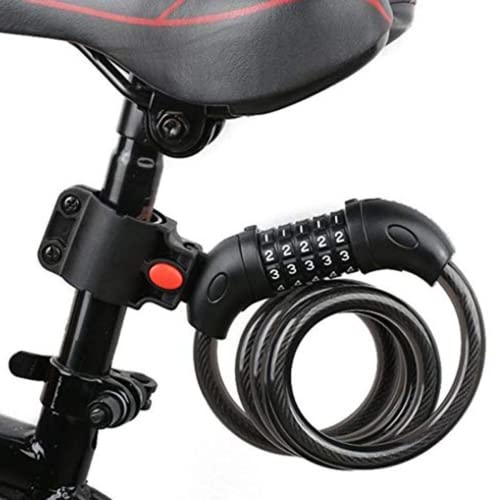 Bike Lock Cable, High Security 5 Digit Resettable Combination Coiling Bike Cable Lock (Black)