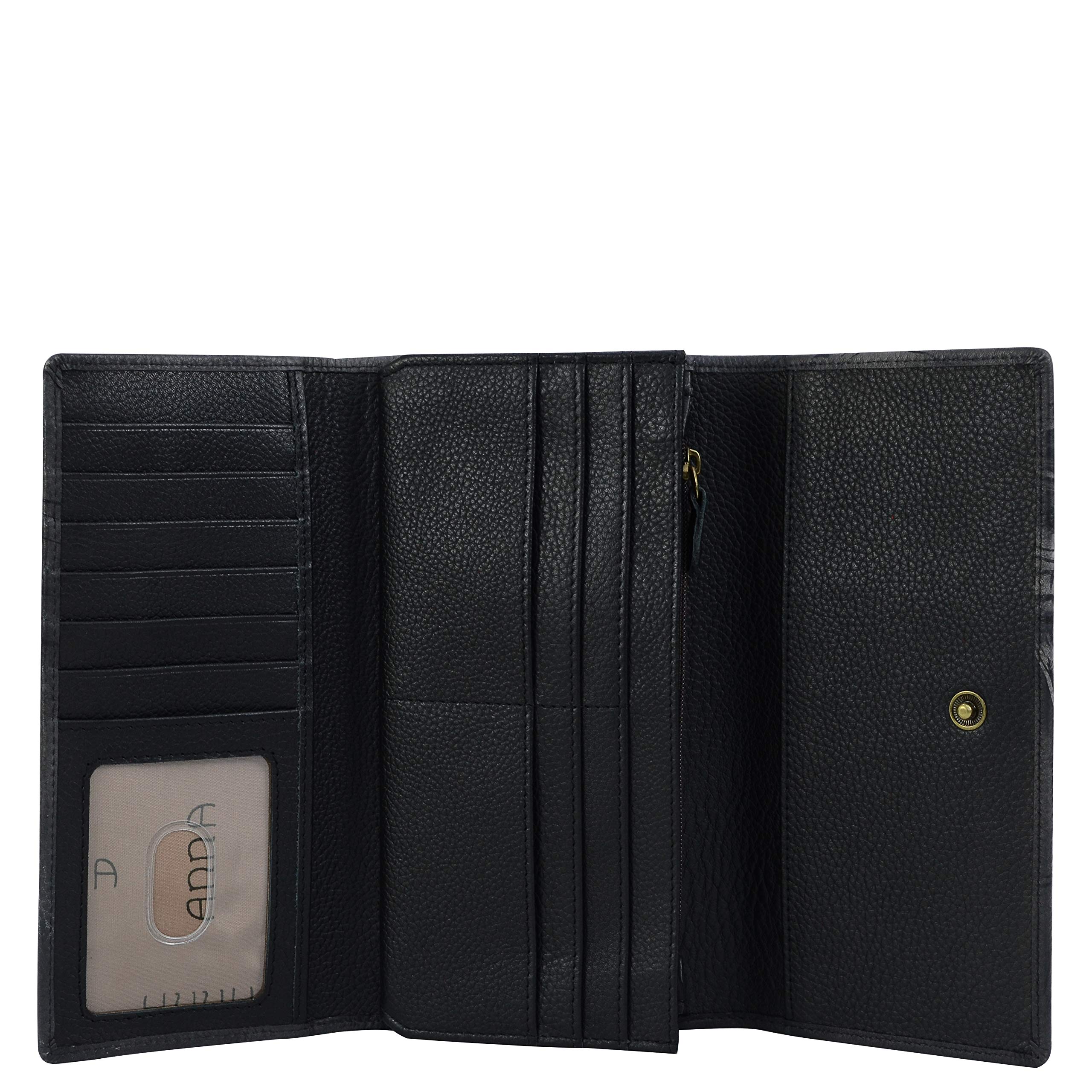 Anna by Anuschka Women’s Hand-Painted Genuine Leather Three Fold Organizer Wallet - African Leopard