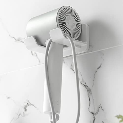 FLAUVEL Blow Dryer Holder Wall Mount Hair Care Tools Organizer Bathroom Space Saver, White
