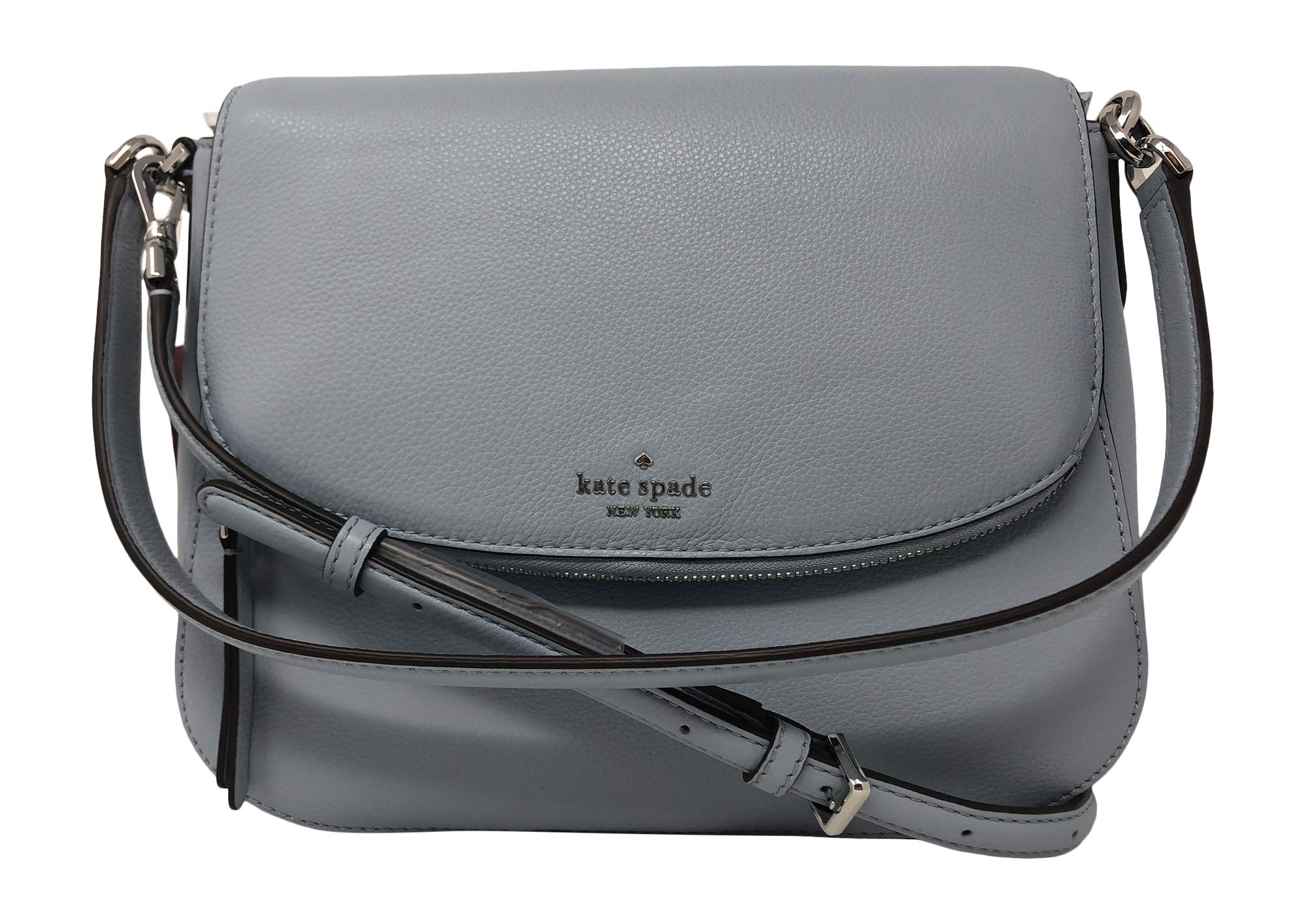 Kate Spade New York Jackson Soft Pebbled Leather Medium Flap Shoulder bag, Frosted Blue 497