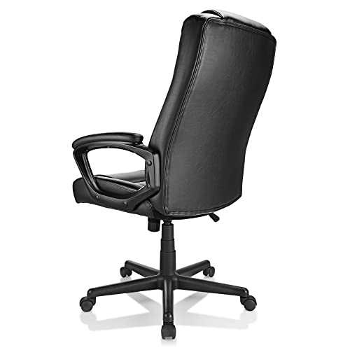 RealspaceĀ® Hurston Bonded Leather High-Back Executive Chair, Black, BIFMA Certified