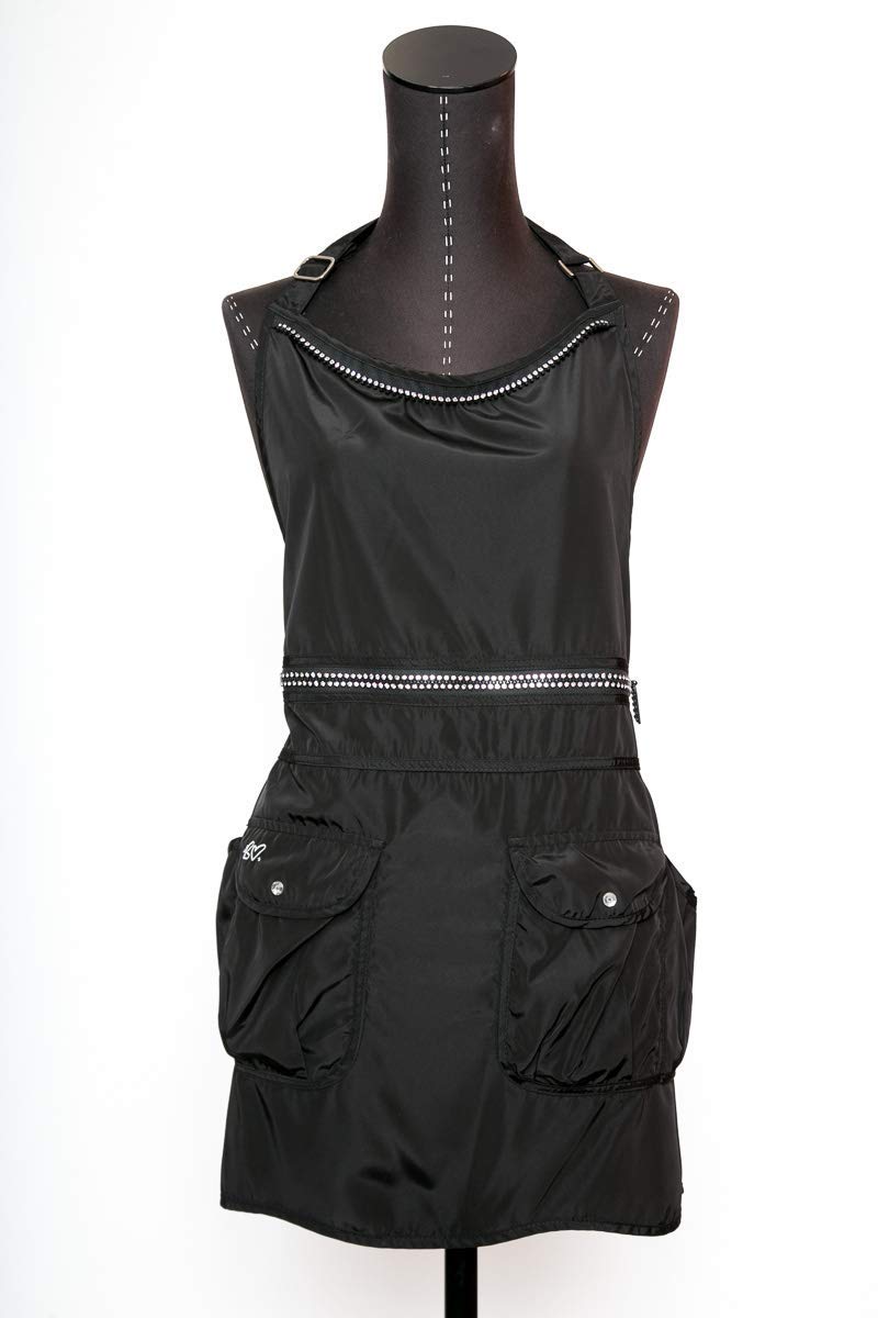 BeautyLove Love Struck Apron Bling Rhinestone Zipper Waist Zip Off Top Pockets Stain Bleach and Water Resistant Silky Polyester Salon Stylist Apron
