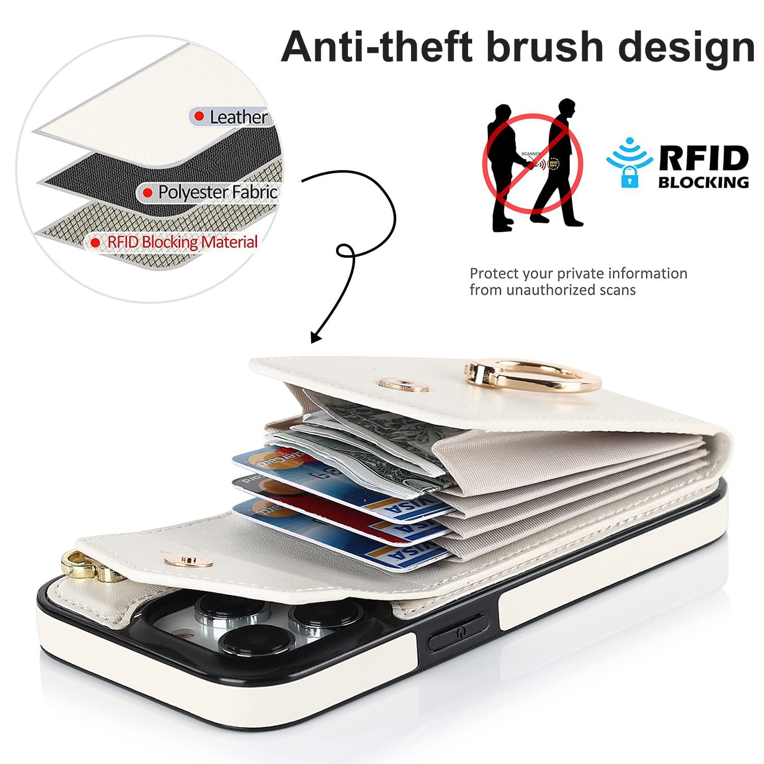 Asuwish Phone Case for iPhone 14 Pro Max 6.7 inch Wallet Cover with Tempered Glass Screen Protector and RFID Ring Card Holder Cell iPhone14promax 5G i Phone14Max Plus iPhone14 ProMax Women Men Black