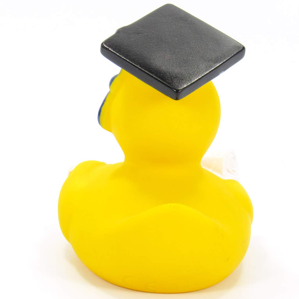 Graduation Diploma Rubber Duck Bath Toy | Squeaker Sound, Child Safe, Gift, Cake Topper, Part Favor | Collectable | 3.5” | Imported from Germany
