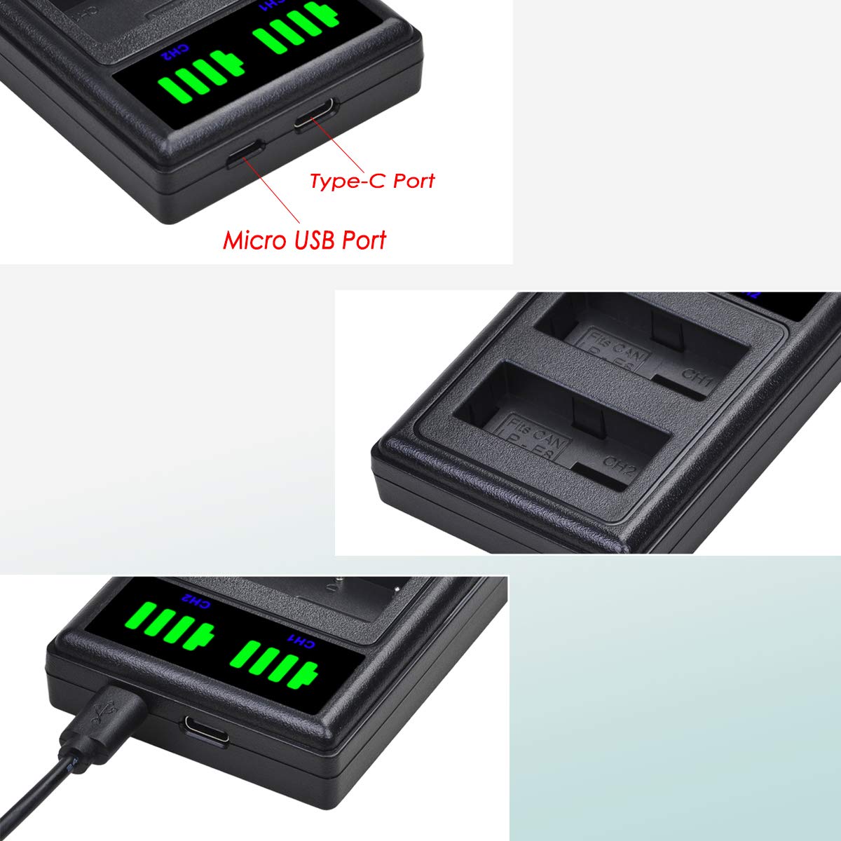 Batmax 2-Pack LP-E8 LP E8 Battery (1800mAh)+ LCD Dual USB Charger for Canon EOS Rebel T2i, T3i, T4i, T5i, EOS 550D, EOS 600D, EOS 650D, EOS 700D DSLR Digital Camera